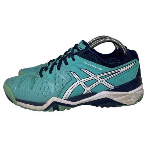 ASICS Women’s Gel-Resolution 6 Tennis Shoe Blue White Turquoise Size 9 ...