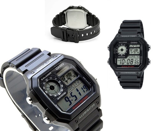 Casio AE-1200 Original New Men's Watch 100 Meter 5 Alarms Resin Band ...