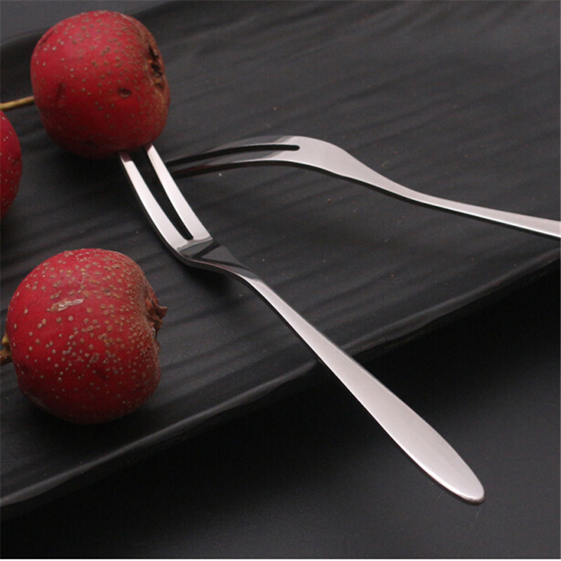 6pcs creative stainless steel fruit sign two tooth fork cake dessert ...