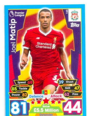 2017/2018 Topps Match Attax Card 165 Joel Matip - Liverpool | eBay ...