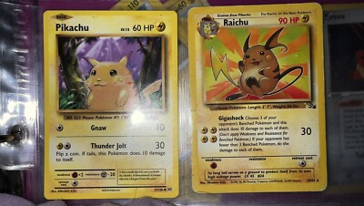 Pokémon Pikachu Card 35/108 and Raichu 29/62 Set 1995 rare TCG | eBay