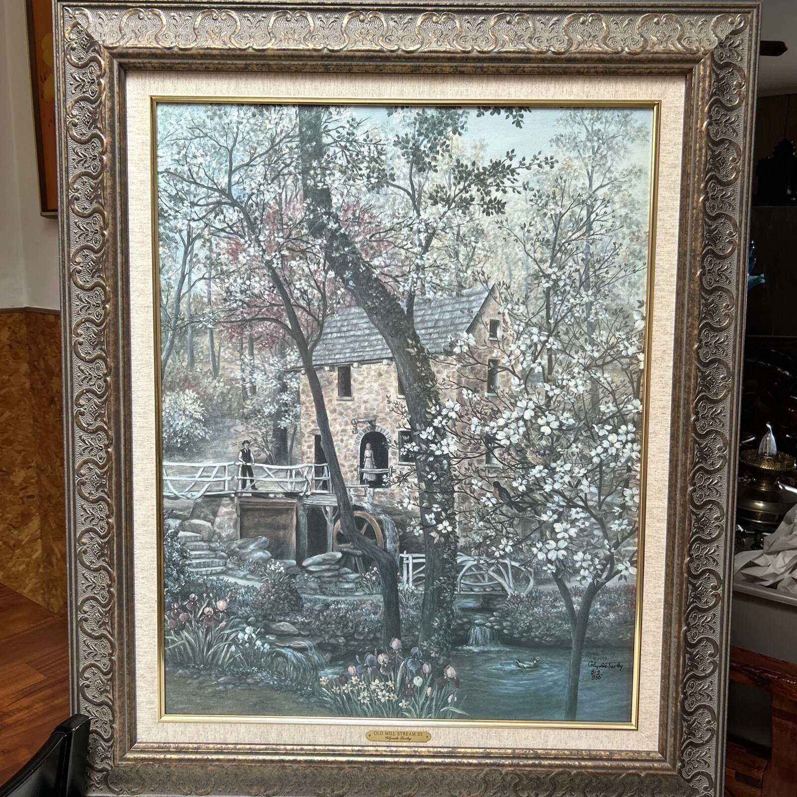 Vintage Glynda Turley Art Canvas Replica Signed 313/350 Old Mill Stream ...