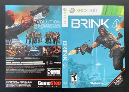 BRINK Promotional Display Only Artwork GameStop Cover Art Insert- XBOX ...