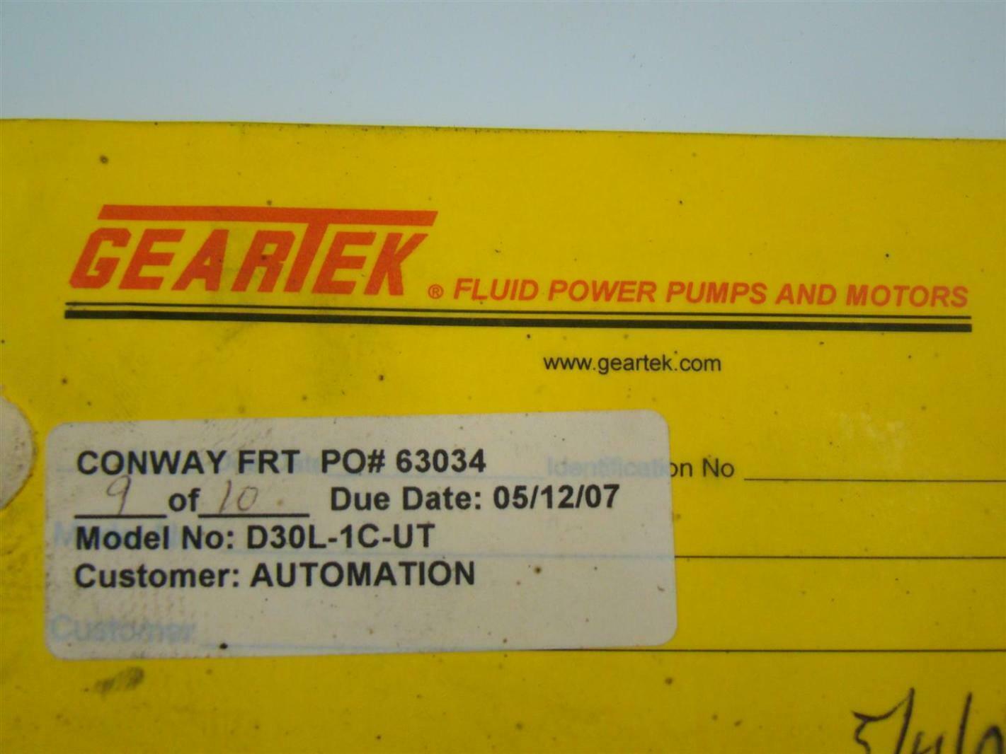 GEARTEK D-Series D30 Hydraulic Pump, MODEL D30L-1C-UT, 1-1/4"-14 TOOTH ...