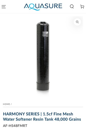 HARMONY SERIES | 1.5cf Fine Mesh Water Softener Resin Tank 48,000 ...