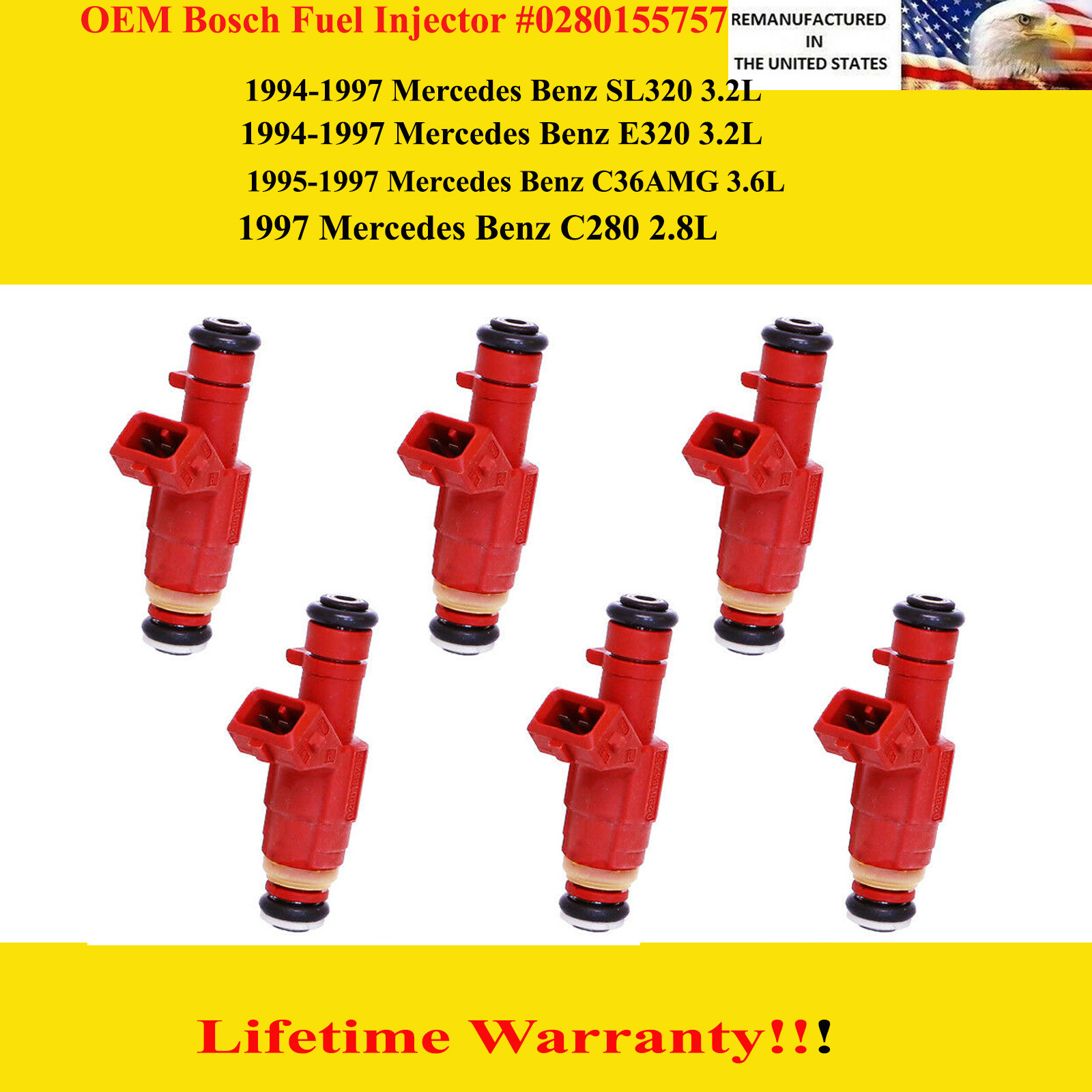 0280155757 OEM Bosch Fuel Injector 1997 Mercedes Benz C280 2.8L | eBay