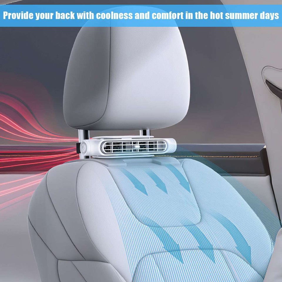Mini USB Car SUV Seat Back Cooling Fan Portable 3 Speed Headrest Silent ...
