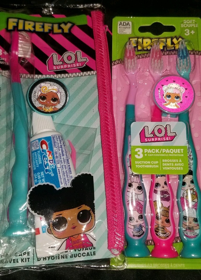 LOL Surprise! Dolls Toothbrush Kit Brush Cover Toothpaste Flossers ...