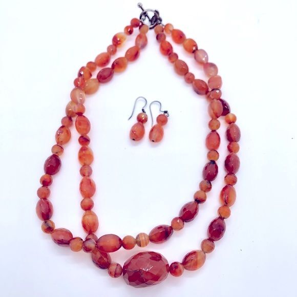 Faceted Translucent Red Semi-Precious Stone Necklace … - Gem