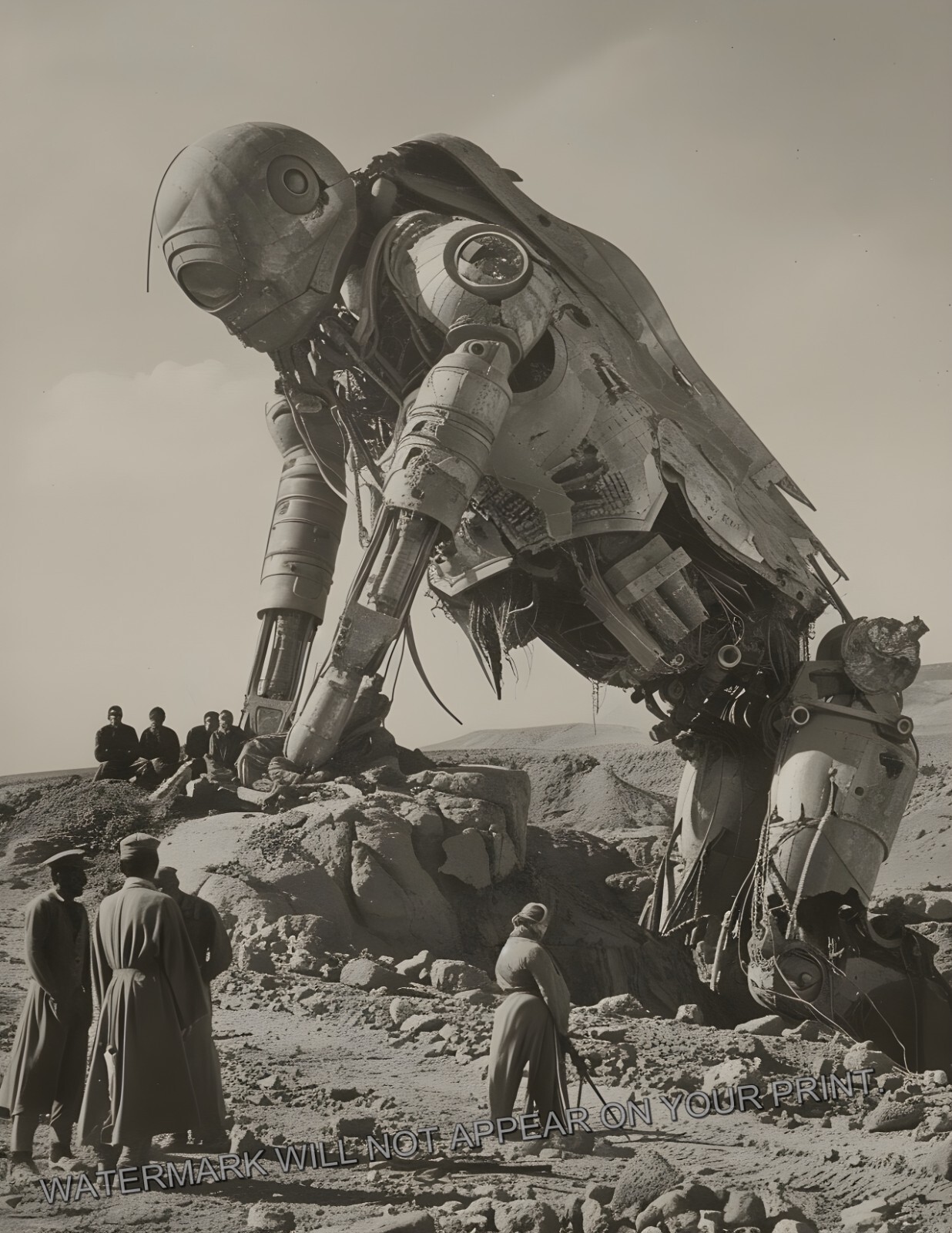 Damaged Robot Walker 1923 Photo Anbar Desert Mech Bot Sci-Fi 8.5x11 ...