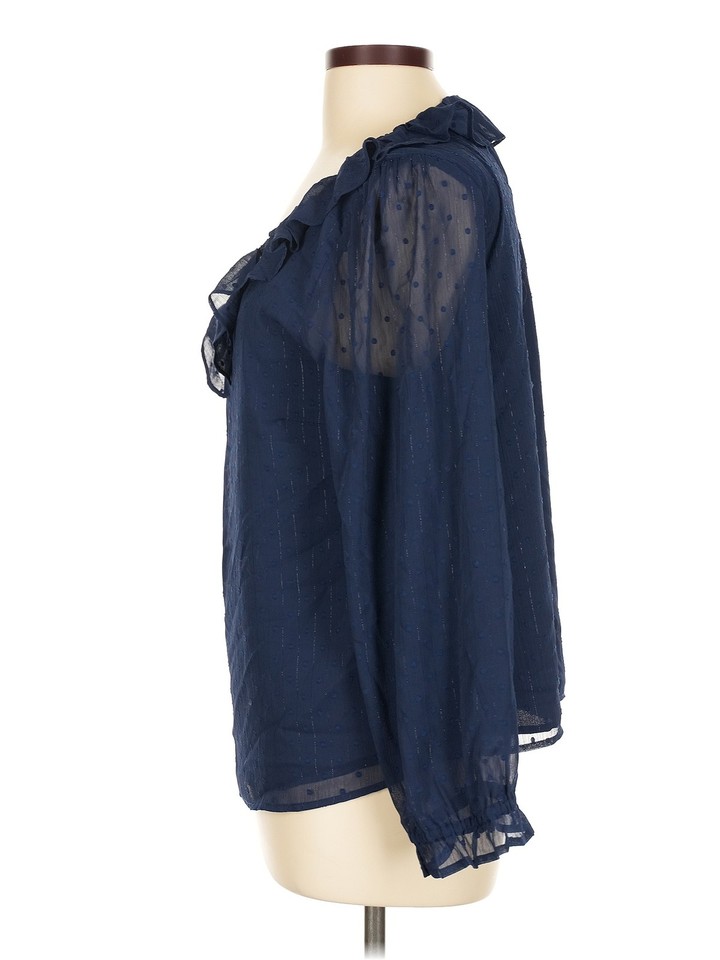 J.Crew Factory Store Women Blue Long Sleeve Blouse L | eBay