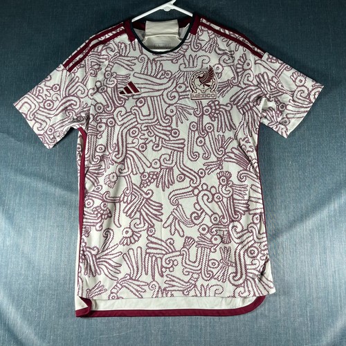 Adidas Men’s Jersey Size L White Mexico Soccer Burgundy Slim Fit Aztec ...