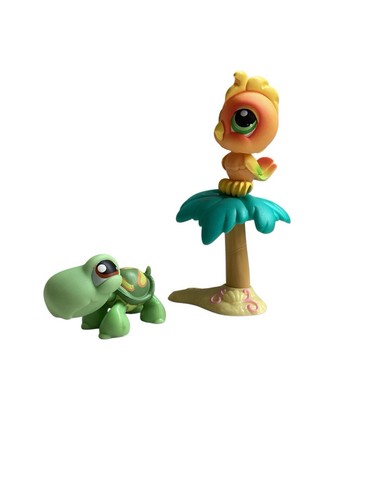 Littlest Pet Shop LPS #119 #120 Green Turtle Orange Bird Hasbro Toys ...