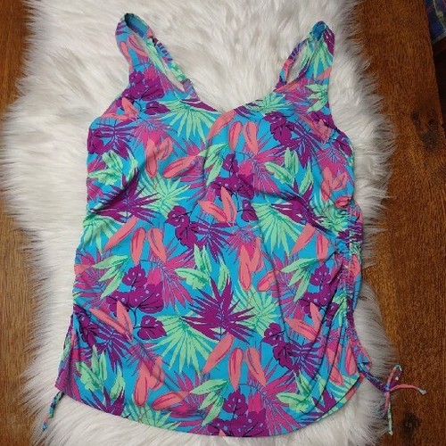 Lands End 16L Tankini Swim Top Colorful Size 16 L Rouched Sides ...