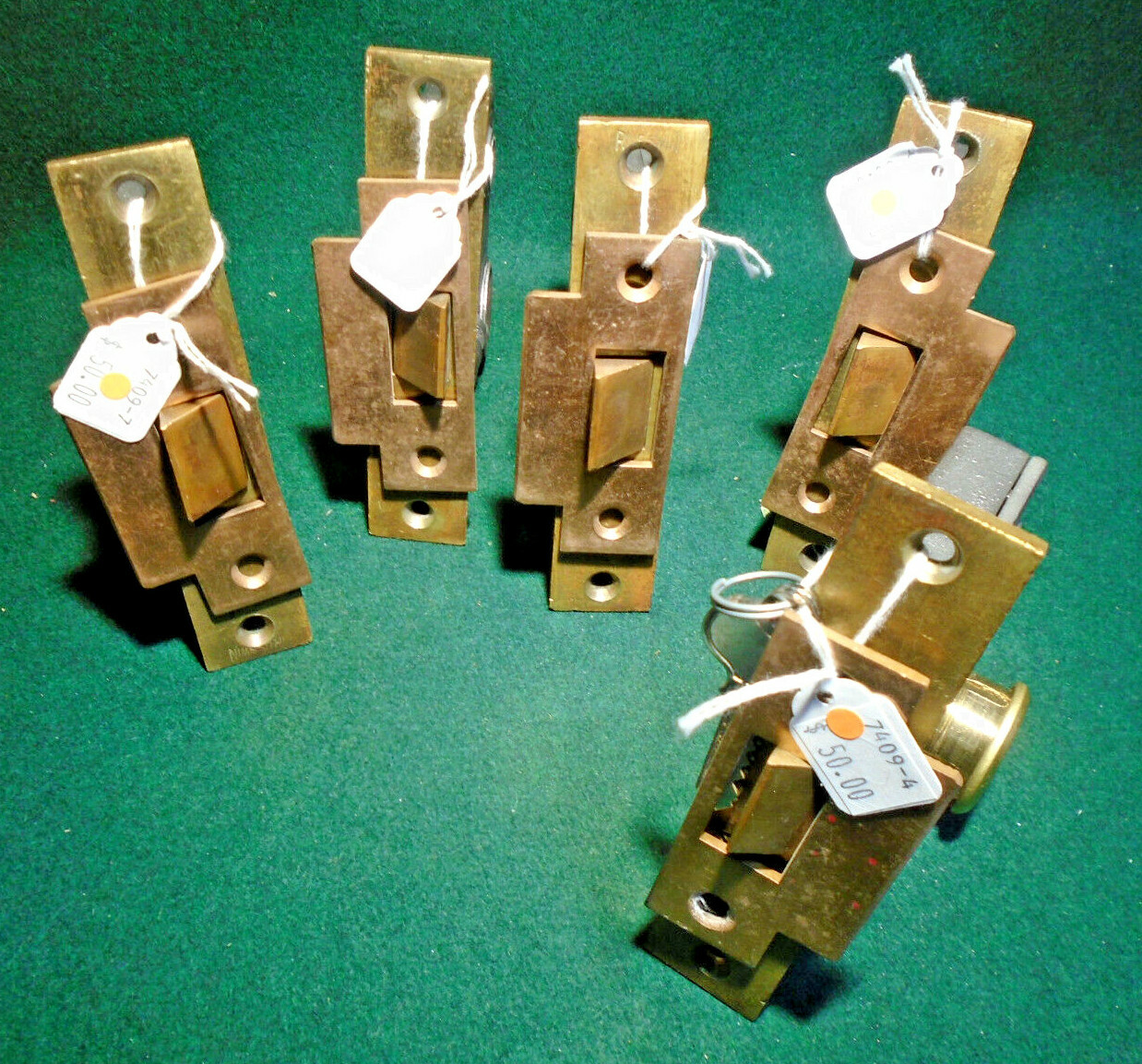 ONE VINTAGE RUSSWIN 1294 MORTISE LOCK w/CYLINDER & KEYS 5 1/8" BRASS ...