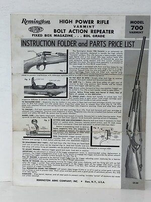REMINGTON Model 700 Varmint Bolt Action Repeater Owner's Manual Rev ...
