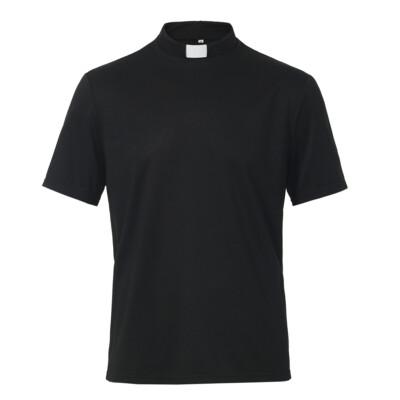 Mens Clergy Shirt Priest Vicar T Shirt Pastor Tops with Clerical Tab ...