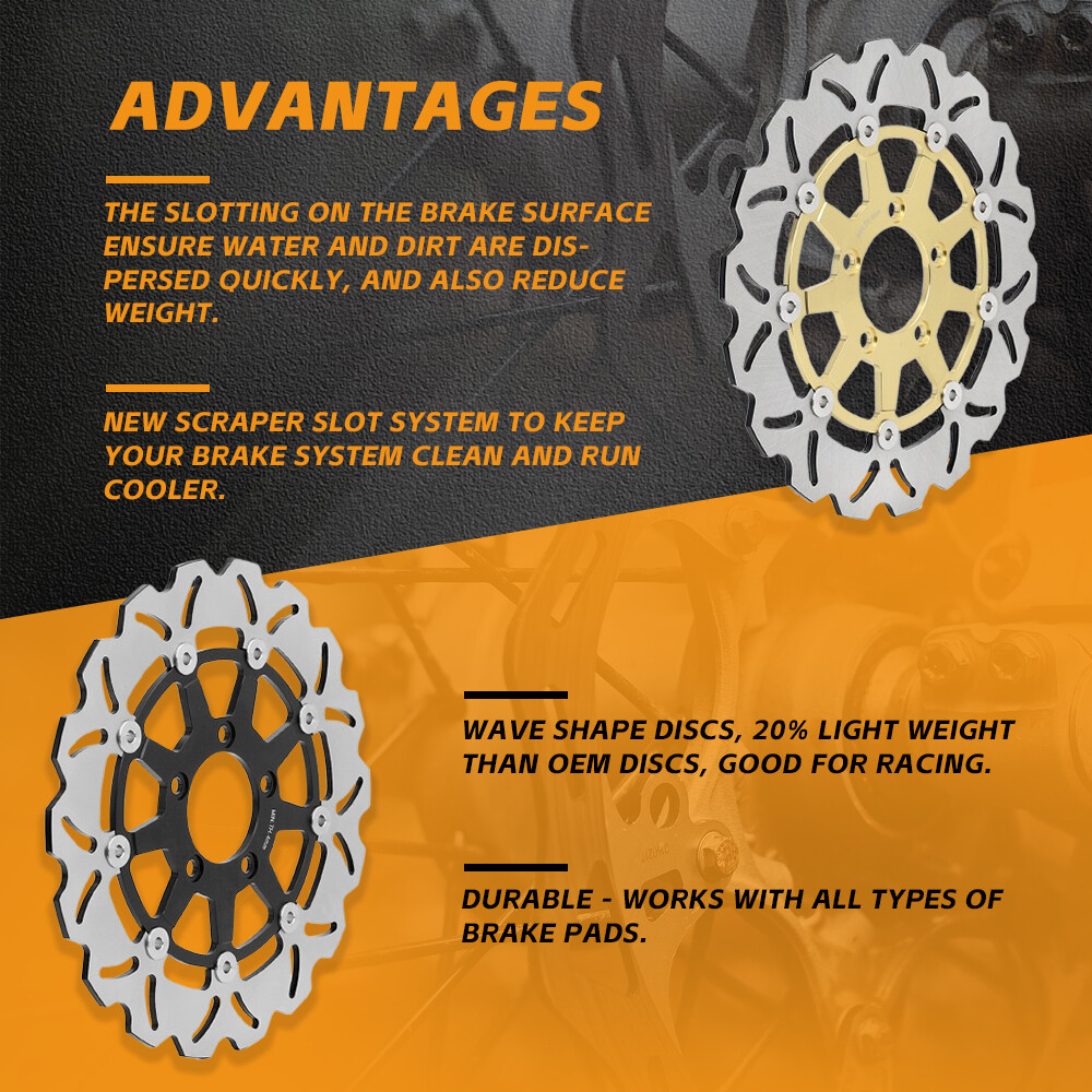 2005-2016 YZF R6 2PC Wave Front Brake Rotors Discs for Yamaha YZF R1 ...