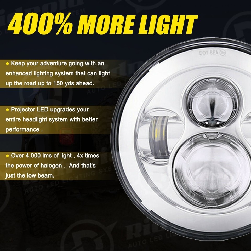 Combo 7" LED Headlights Hi-Lo + 4" LED Fog Lights For Jeep Wrangler JK ...