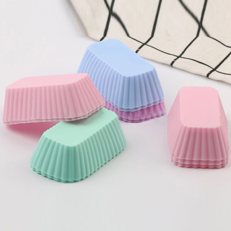 5Pcs Silicone cake mould rectangular muffin cup cake oven household ...