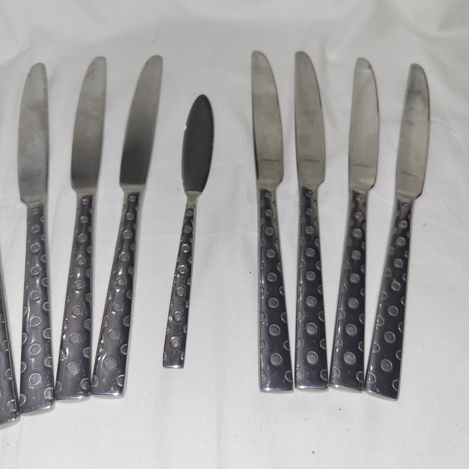 Oneida 18 / 10 Cirque Stainless Flatware Circle Dots 8 DINNER 1 BUTTER KNIFE | eBay