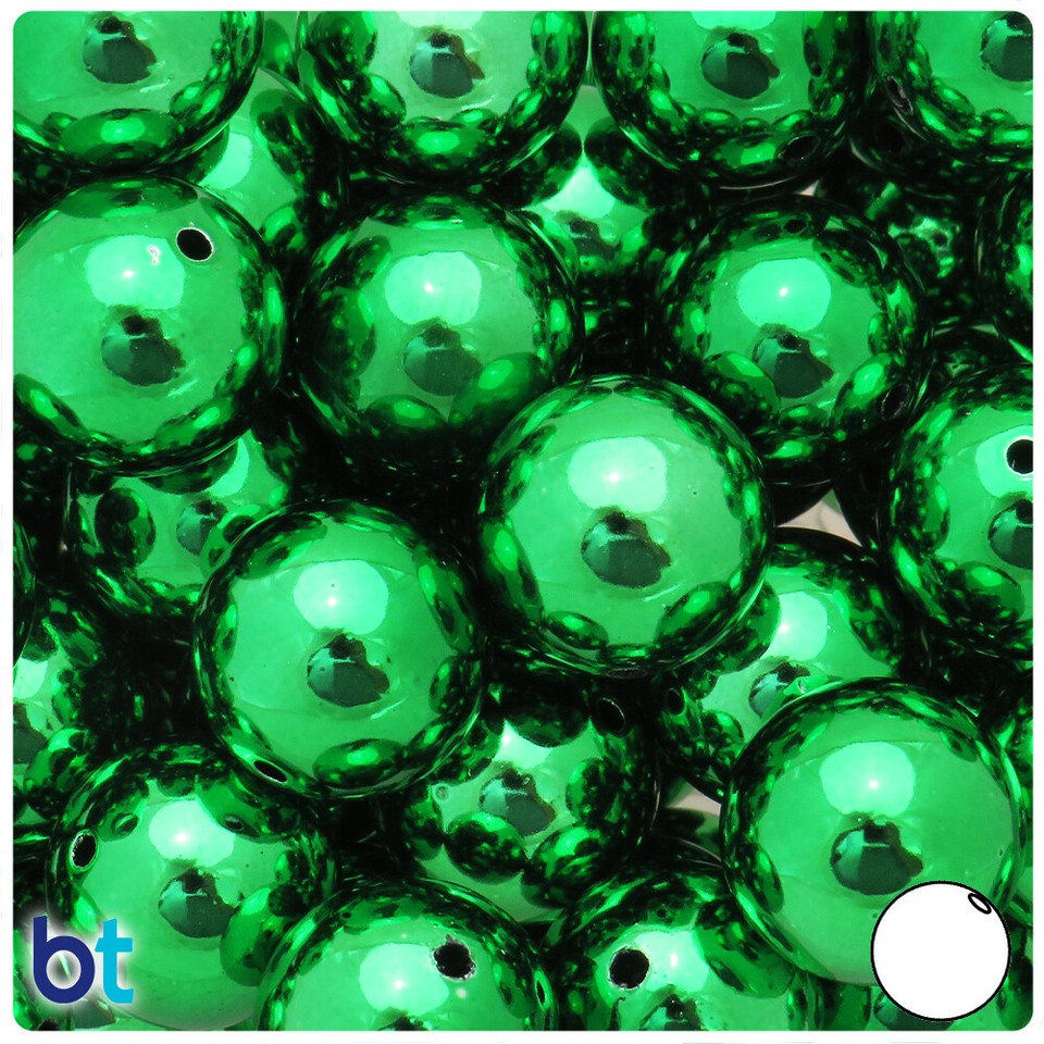 BeadTin Metallic 20mm Round Plastic Craft Beads (10pcs) - Color Choice ...