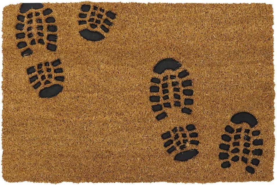 Entrance Door Mat Embossed Rubber Coir PVC Backed Footprints Design ...