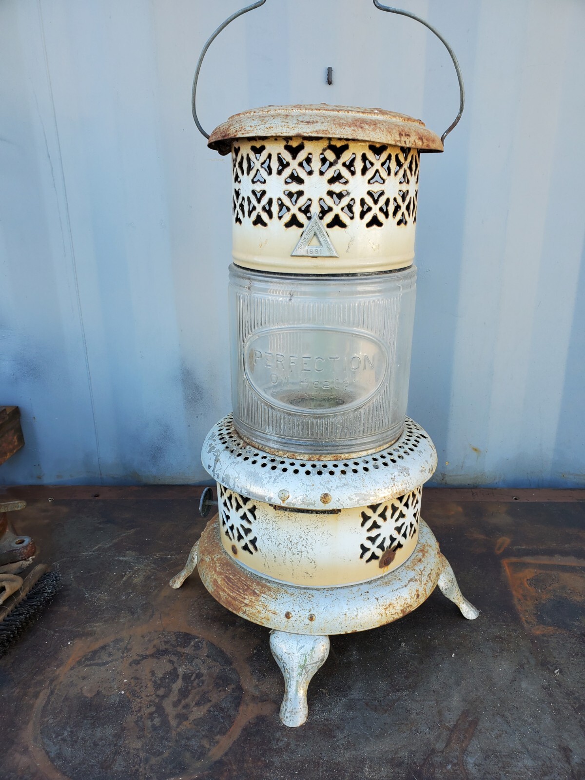 Antique Perfection Oil Kero Pyrex Glass Parlor Cabin Heater Stove ...