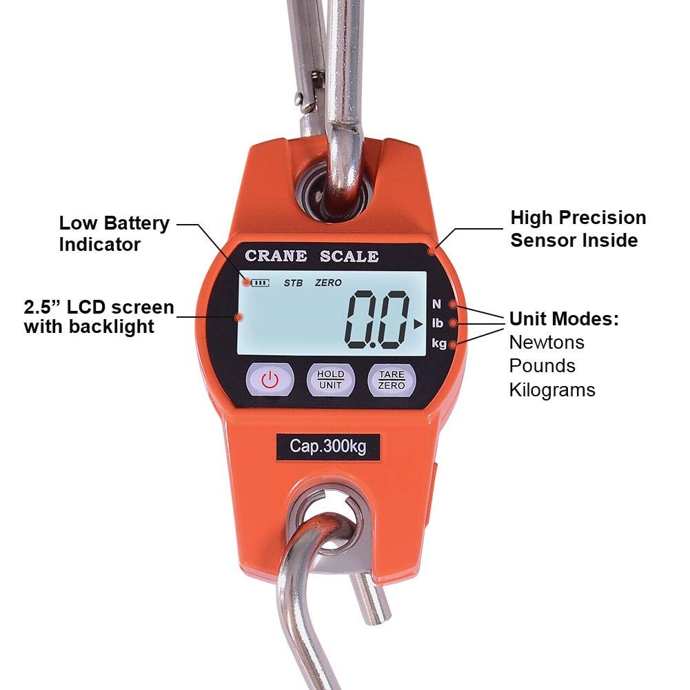 High Accuracy Precision Hanging Scale 660lb - Stainless Steel - LCD ...