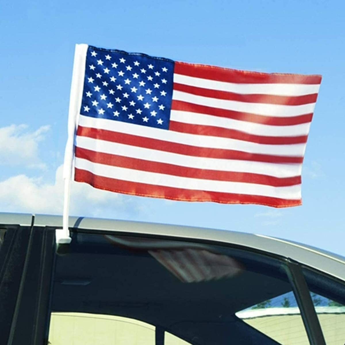 24 Pack Lot 12x17 USA Flags Car Window Clip On Fan Banners Car Flag US ...