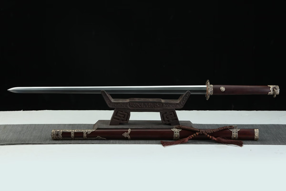 Brass / Rosewood Sheath Chinese Tang Sword Folded Steel Robust Sharp ...