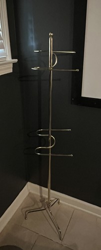 VINTAGE MCM 49" GOLD CHROME BATHROOM TOWEL AND TOILET PAPER RACK TREE ...