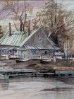 Endre Peter Darvas Original 25x20" Drawing-Watercolor Rustic Bayou ...