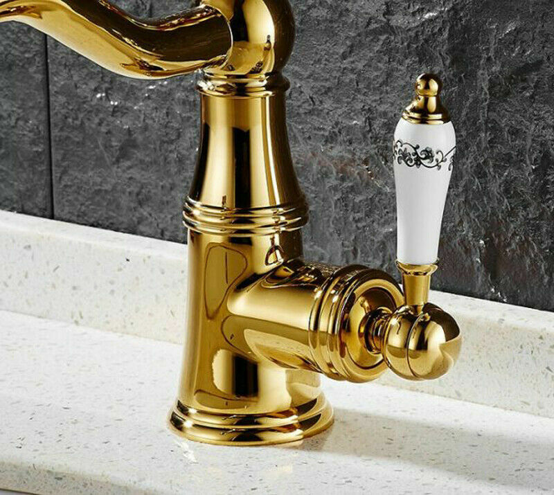 Gold+Crystal Brass Basin Faucet Bathroom Taps Overweight Ceramic Handle ...