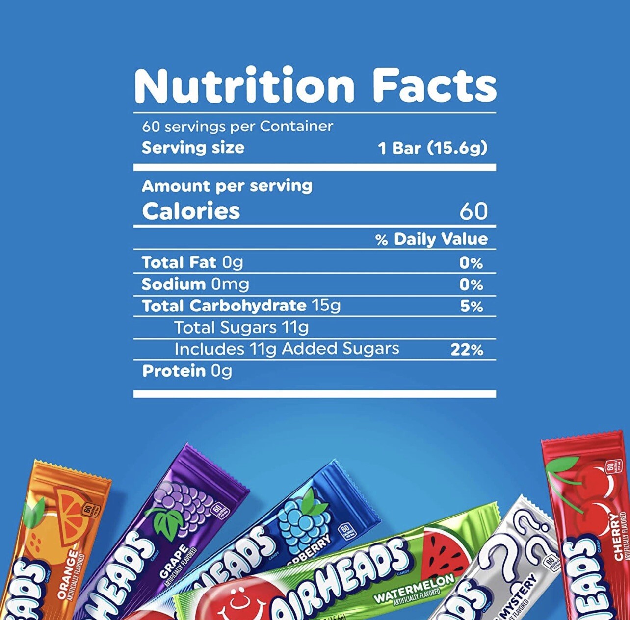 Airheads Candy Bars, Variety Halloween Bulk Box, Chewy Full Size Fruit ...