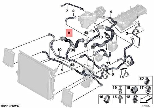 Genuine BMW F22 F30 F32 F33 F36 340i 340iX Hose Radiator-Engine ...