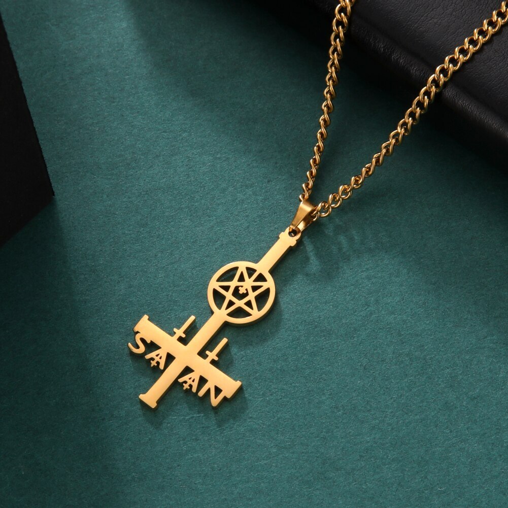 Vintage Cross of St. Peter Pendant Necklaces for Men Stainless Steel ...