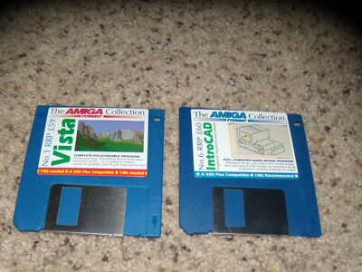 2 Commodore Amiga Collection Format Disks: Vista and IntroCAD | eBay