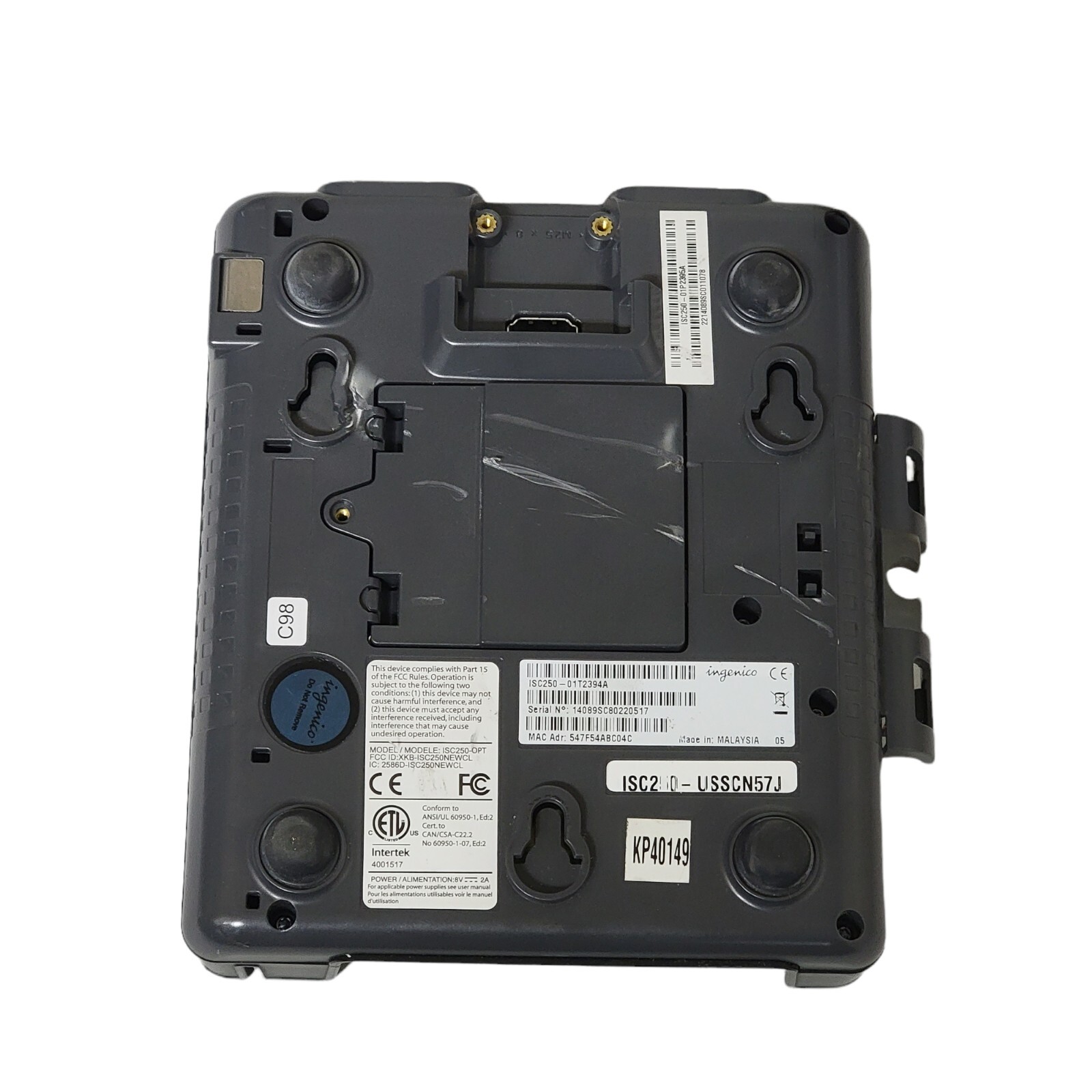 Ingenico ISC Touch 250 Payment Terminal - Black Terminal only No Cables ...