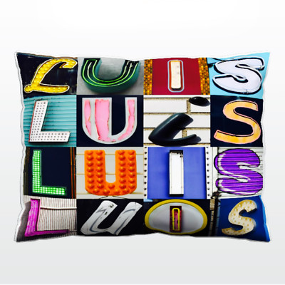 Personalized Pillow featuring the name LUIS in photos of actual sign ...