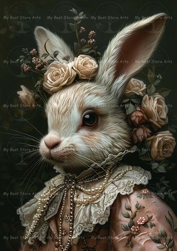 VICTORIAN LADY RABBIT ART PRINT, Gothic Poster, Animal Decor, Bunny ...