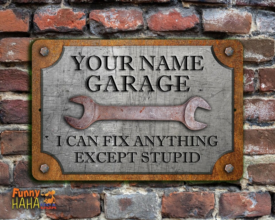 Custom 12" x 18" Rust and Steel Appearance Metal Garage or Workshop ...