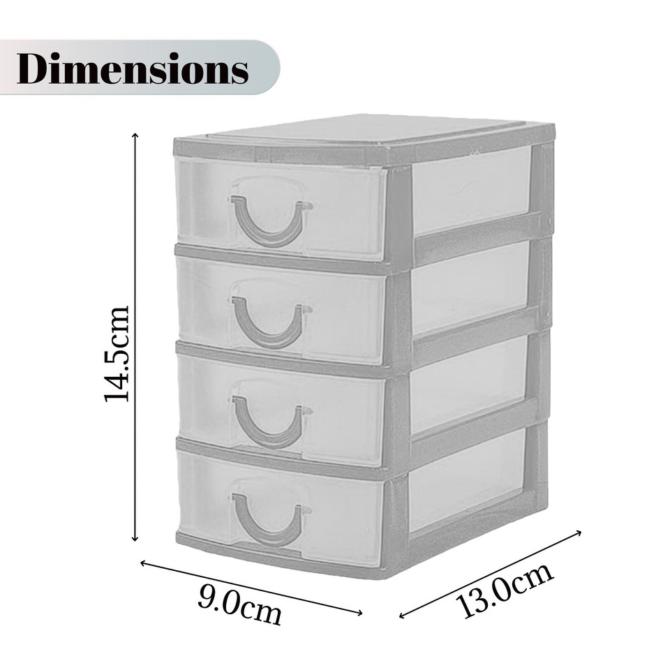 2 x 4 Tier Mini Storage Drawers Draw Tower Unit Office School Jewellery ...