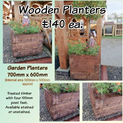 Extra large square wooden garden planters 700mmx 700mm x 600mm. | eBay UK