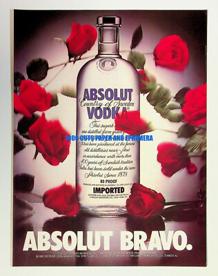 Absolut Bravo Vodka 1987 Roses Trade Print Magazine Ad Alcohol Poster ...
