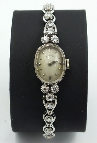 Hamilton Watch Ladies Vintage 14K Gold & Diamond Band Cocktail WORKING ...