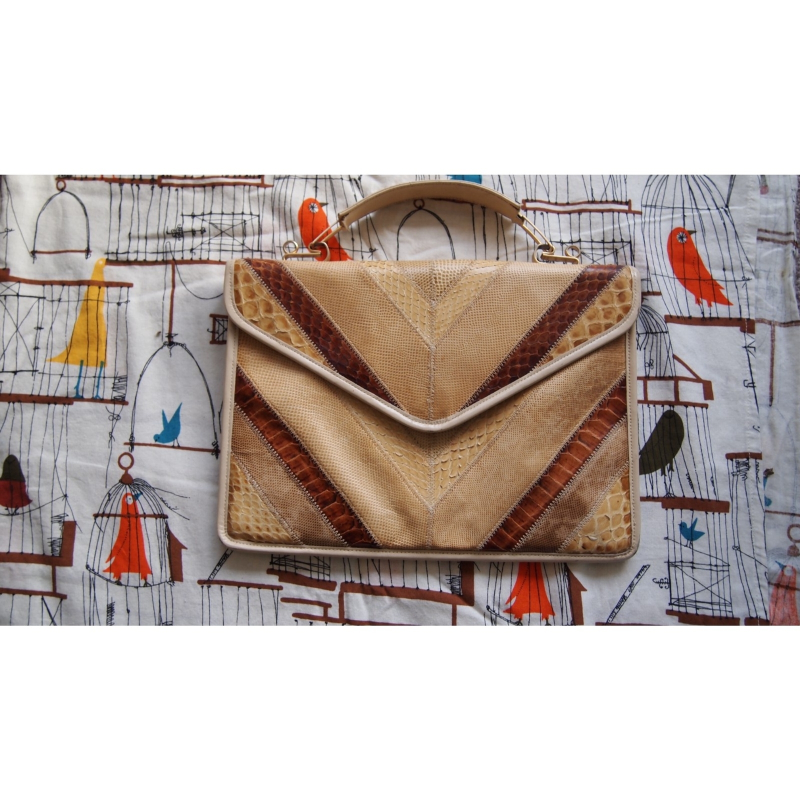 Rare Vintage Varon 70s Snakeskin Reptile Luxury Multi… - Gem