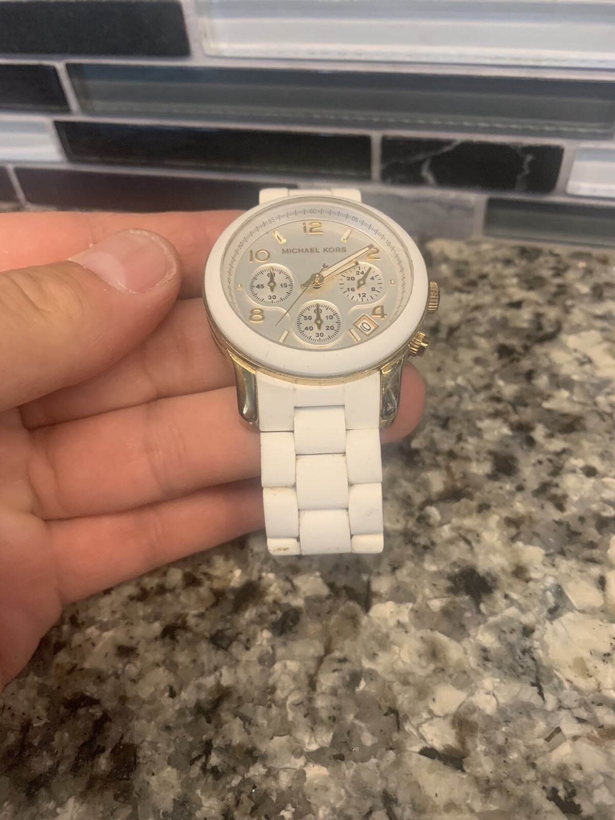 Michael+Kors+Gold+Tone+%26+Silicone+Women%27s+Watch+Chronograph+Mk-5145 ...