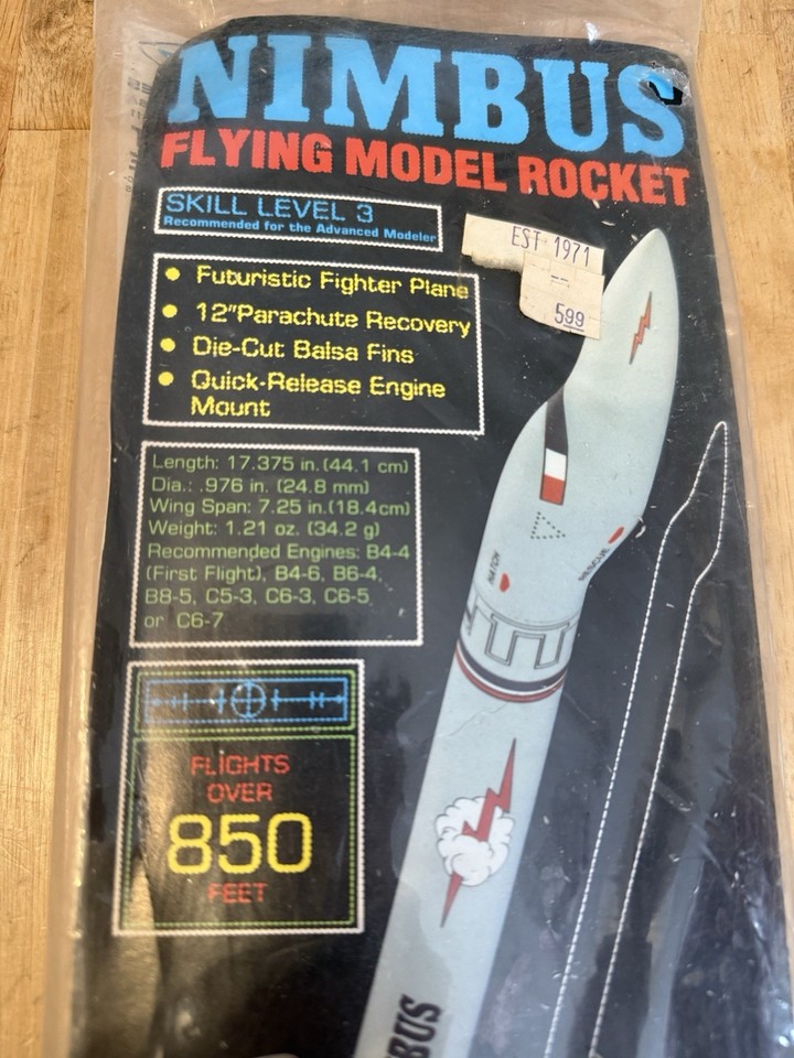 Original Estes NIMBUS Flying Model Rocket Kit #1971 New Vintage | eBay