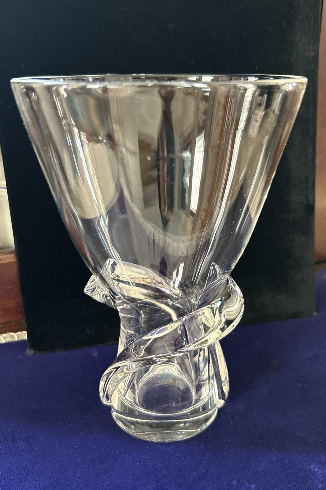 STEUBEN Art glass crystal 6 1/2” SPIRAL VASE Donald Pollard snake swirl ...